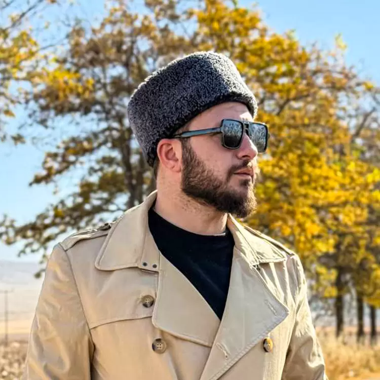 Gray Leather Kalpak Papakha | Traditional Caucasian Hat