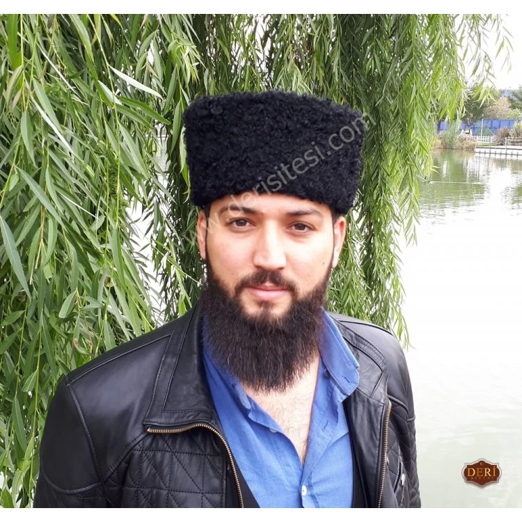 Black Sheepskin Caucasus Hat - Traditional Handcrafted Men's Leather ...