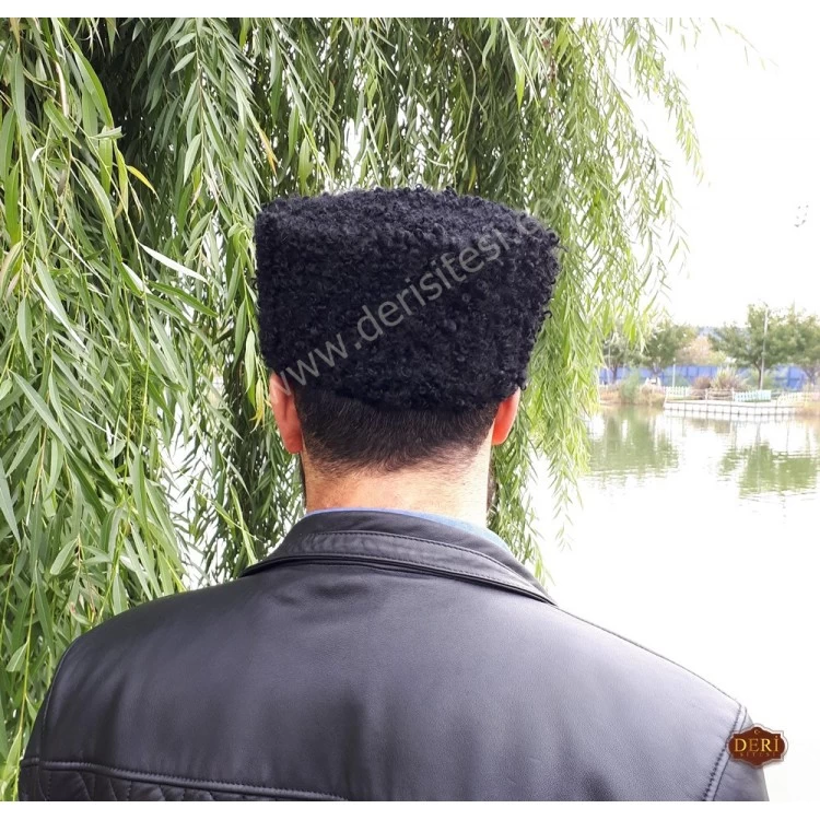 Black Sheepskin Caucasus Hat - Traditional Handcrafted Men's Leather ...